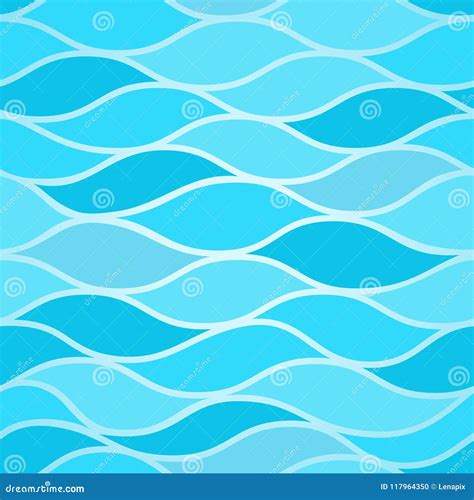Seamless Stylized Sea Waves Pattern Stock Vector Illustration Of Marine Background 117964350