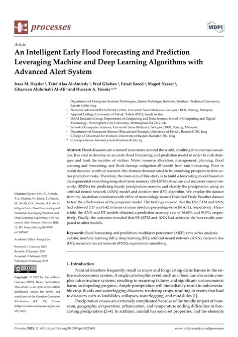 Pdf An Intelligent Early Flood Forecasting And Prediction Leveraging Machine And Deep Learning