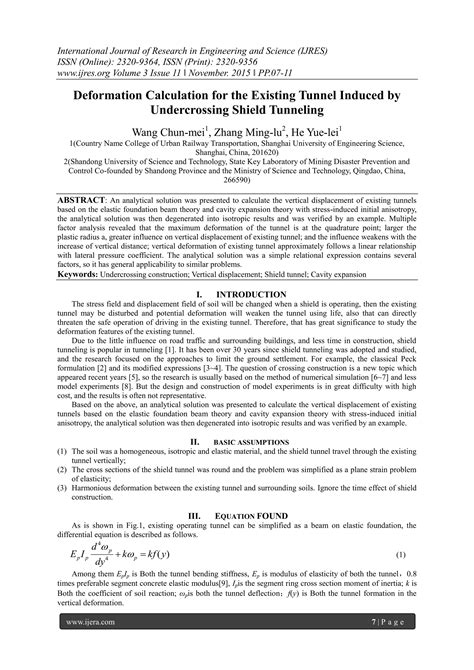 deformation calculation for the existing tunnel induced by undercrossing shield tunneling pdf