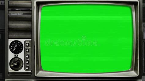 Retro Vintage Tv Green Screen Neon Colors Old Vhs Texture Old