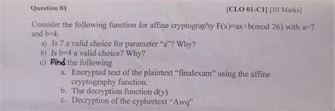 Solved Consider The Following Function For Affine Chegg
