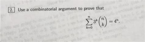 Solved 2 Use a combinatorial argument to prove that n2 n Σ Chegg