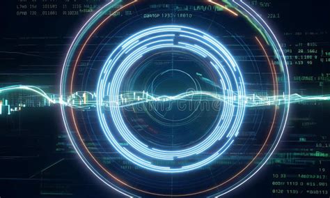 a circular data hub with rotating segments overlaid with dynamic coding elements and data flow