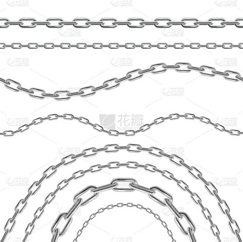 逼真的3d详细金属链设置向量