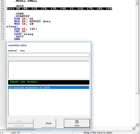 X86 16 8086 Assembly With Afd Error But Emu8086
