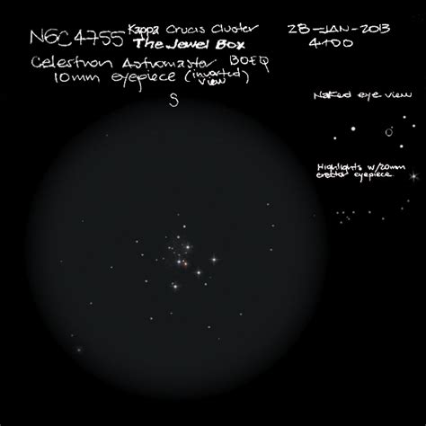 Ngc 4755 Cúmulo Del Joyero Beta Crucis Dibujo Astronómico