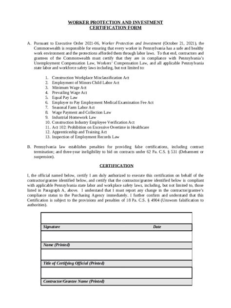 Appendix E Eo 2021 06 Worker Protection Certification Doc Template Pdffiller