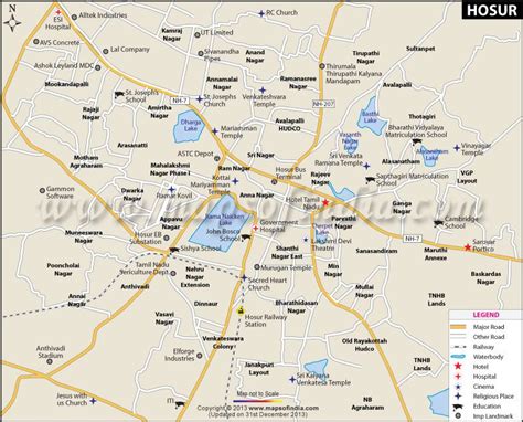 Hosur City Map With Major Landmarks