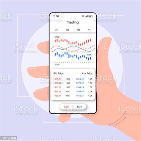 거래 분석 스마트 폰 인터페이스 벡터 템플릿 모바일 앱 페이지 흰색 디자인 레이아웃입니다 상거래 통계 화면입니다 응용 프로그램에 대한 평면 Ui 입찰과 함께 휴대 전화를