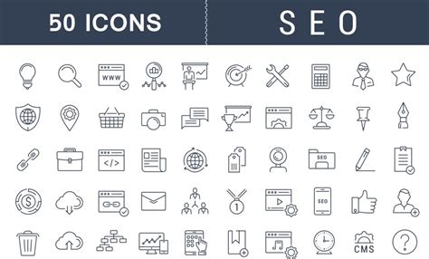 Set Flat Line Icons Seo And Web Design Royalty Free Vector