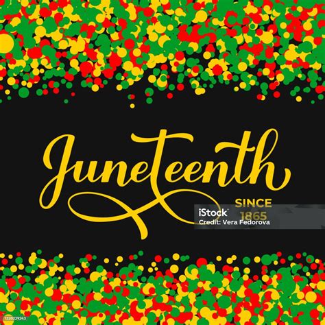 준틴스 필기 타이포그래피 포스터 6월 19일 아프리카계 미국인 휴가 배너 인사말 카드 엽서에 대한 벡터 템플릿 Juneteenth에 대한 스톡 벡터 아트 및 기타 이미지
