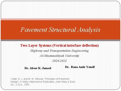 Pavement Structural Analysis Twolayer Systems Vertical Interface Deflection