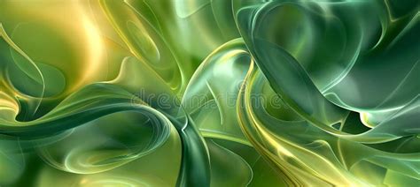 Golden Green Abstract Waves With Metallic Sheen Perfect For Digital Backgrounds Or As A
