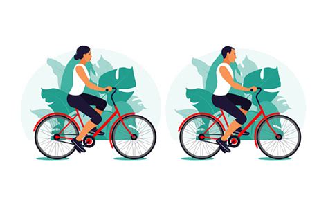 공원에서 자전거를 타고 있는 남자와 여자 건강한 라이프 스타일 개념 스포츠 트레이닝 적합성 벡터 그림입니다 플랫 남자에 대한 스톡 벡터 아트 및 기타 이미지 Istock