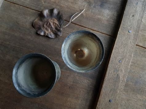 已售出古銅鍍銀小杯 銅鍍銀 白銅杯 一對2杯 老包漿 antique 侘寂 生活器物 古物舊貨 歐洲老件 Yahoo奇摩拍賣