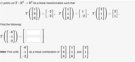 Solved 1 point Let 4 Let T R² R2 be the linear Chegg com