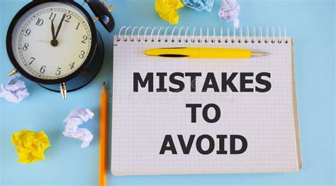 A Notepad With Text Mistakes To Avoid With Paper Clock Pen And Crumpled
