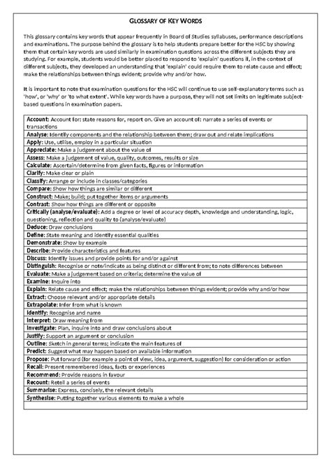 Glossary Of Key Words And Terms For Pdhpe Glossary Of Key Words This Glossary Contains Key