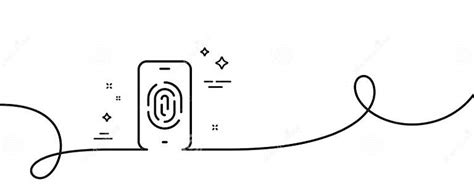 Fingerprint Line Icon Finger Print Scan Sign Continuous Line With Curl Vector Stock Vector