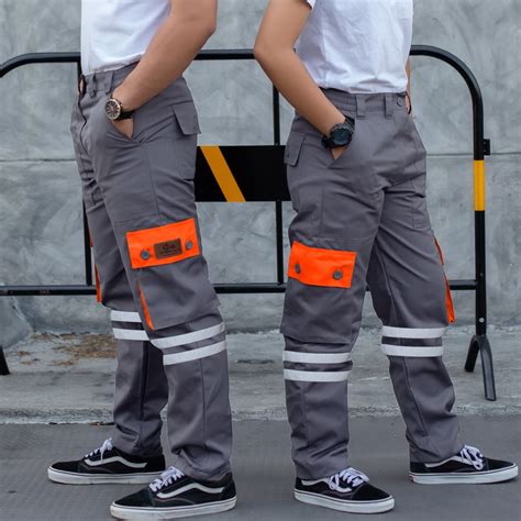 Hero Safety กางเกงคาร์โก้ 6 กระเป๋ารุ่น Express ขายาว ทรงกระบอกเล็ก กระเป๋ากล่องตัดต่อสี เอว 26