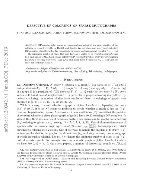 Pdf Defective Dp Colorings Of Sparse Multigraphs