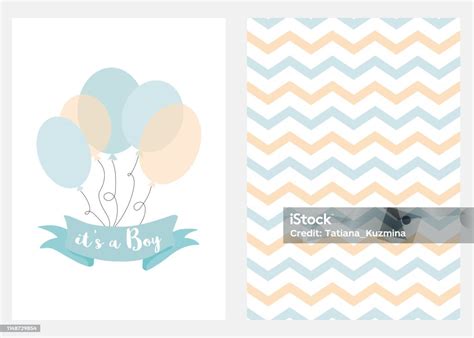 소년을 위한 베이비 샤워 초대장 파란색 풍선 리본 텍스트 세트 2 카드 벡터 0명에 대한 스톡 벡터 아트 및 기타 이미지 0명 갈매기표 수장 개체 그룹 Istock