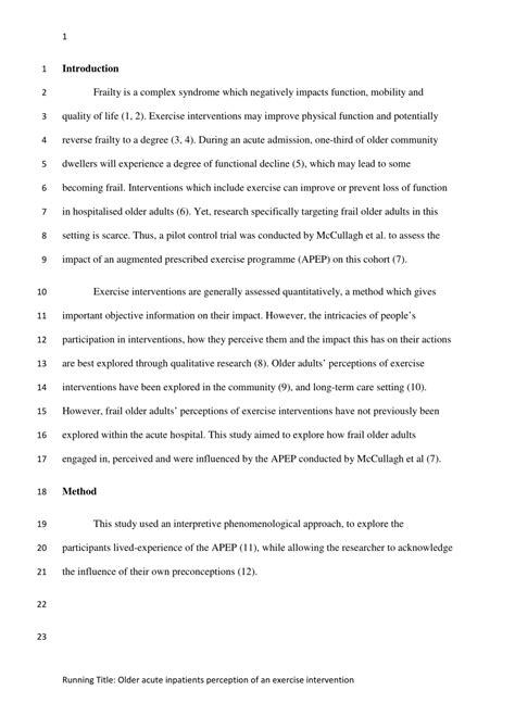 Pdf Frail Older Adults Perceptions Of An In Hospital Structured Exercise Intervention
