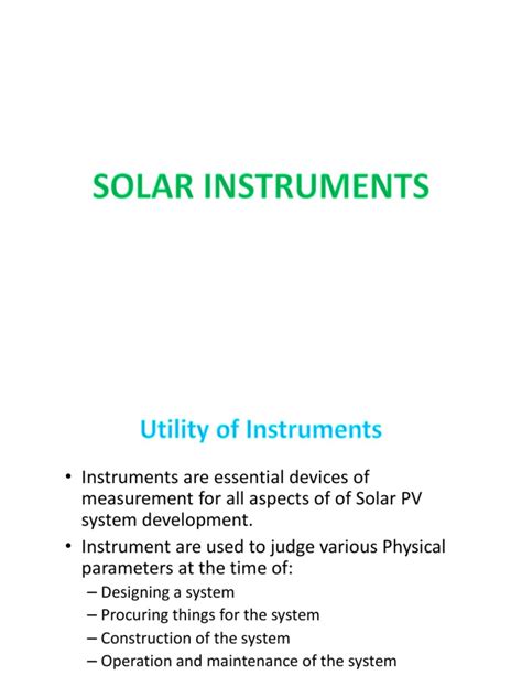 Solar Instrumentation Pdf Measuring Instrument Equipment