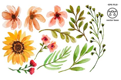 Watercolor Flower Elements Graphic By Ian 2201 · Creative Fabrica