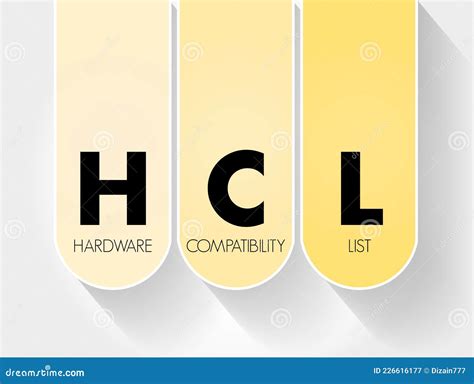 Hcl Hardware Compatibility List Acronym Technology Concept Background Royalty Free Stock