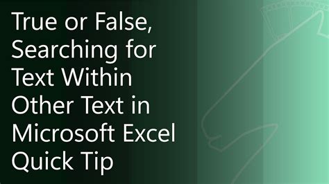 Searching For A Text String Within Another Text String In Microsoft Excel Quick Tip Youtube