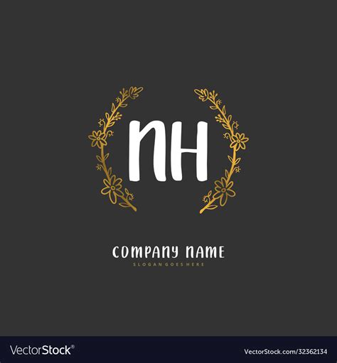 N H Nh Initial Handwriting And Signature Logo Vector Image
