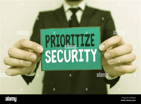 Writing Note Showing Prioritize Security Business Concept For