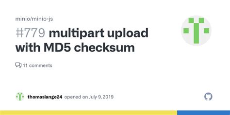 Multipart Upload With MD5 Checksum Issue 779 Minio Minio Js GitHub