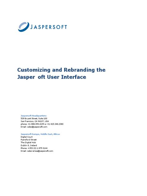 pdf customizing and rebranding jaspersoft pro user interface