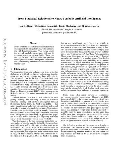Pdf From Statistical Relational To Neuro Symbolic Artificial Intelligence