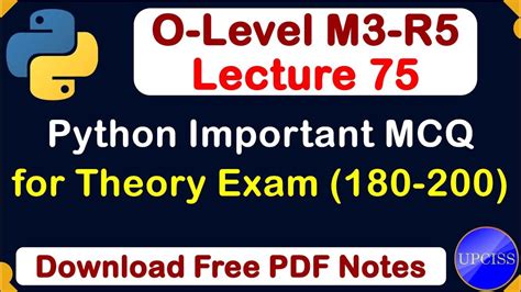 O Level M3 R5 Python Important Mcq For O Level Theory Exam Lecture