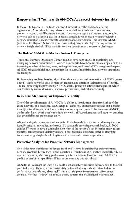 Ai Noc Transforming Network Monitoring With Cutting Edge Ai Technologydocx