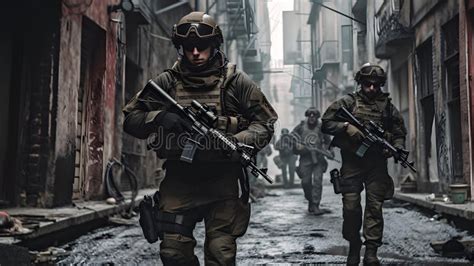 Tactical Supremacy In Urban Warfare Armed Forces Exhibit Strategic Superiority Stock