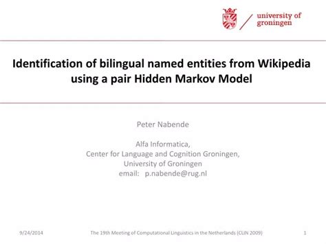 Ppt Identification Of Bilingual Named Entities From Wikipedia Using A Pair Hidden Markov Model