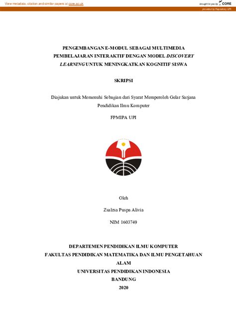 Pdf Pengembangan E Modul Sebagai Multimedia Pembelajaran Interaktif Dengan Model Discovery