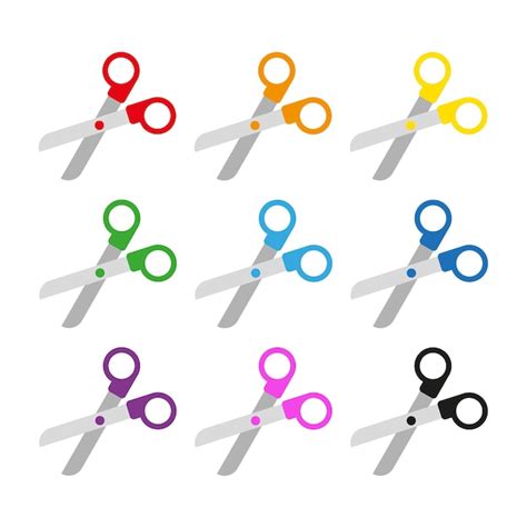 Premium Vector Scissors Set Rainbow Colors Pink And Black Scissors