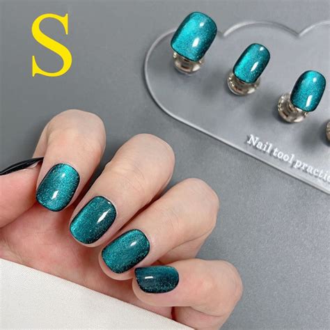 Ручная работа 10 шт Накладные ногти короткие квадратные синие кошачий глаз купить на Ozon по