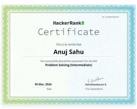 Passed Hackerrank Problem Solving Certificate Anuj Sahu Posted On
