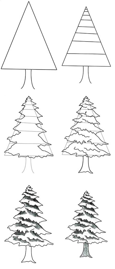 How To Draw A Pine Tree With Snow