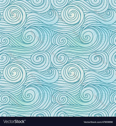 Decorative Seamless Pattern With Light Blue Waves Vector Image