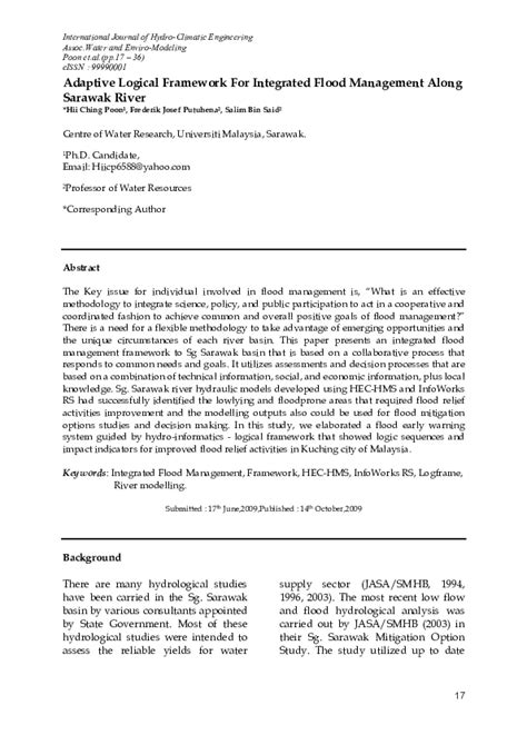Pdf Adaptive Logical Framework For Integrated Flood Management Along