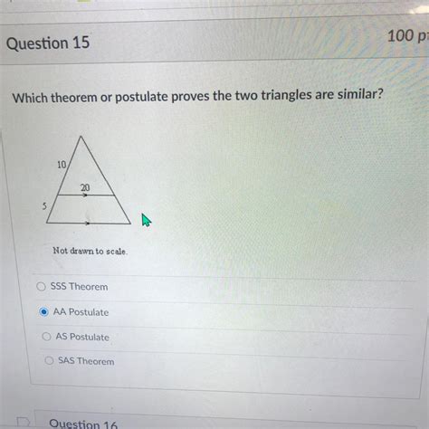 Which Theorem Or Postulate Proves The Two Triangles Are Similar 10 20