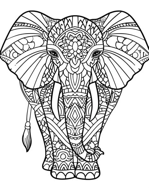 20 Elephant Mandala Adult Coloring Pages Etsy