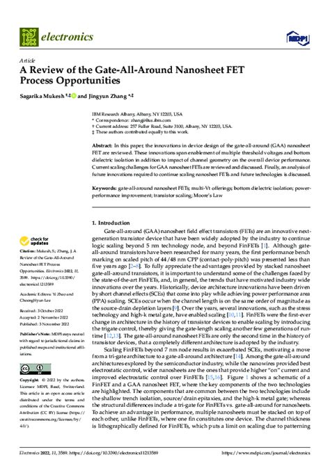Pdf A Review Of The Gate All Around Nanosheet Fet Process Opportunities Sagarika Mukesh